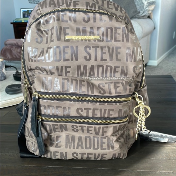 Steve Madden | Bags | Steve Madden Brown Backpack With Text Print ...